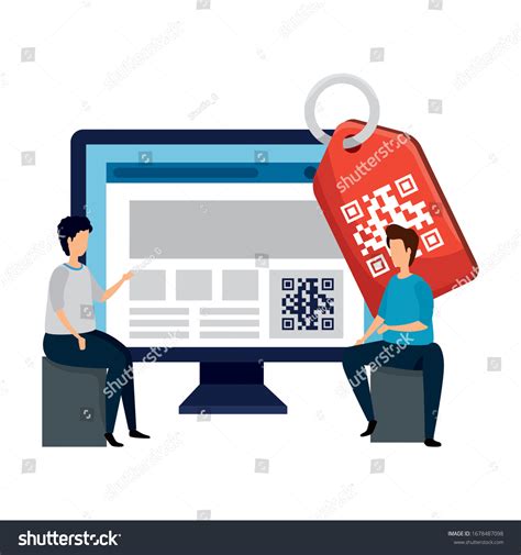 men qr code computer vector illustration stock vector royalty free