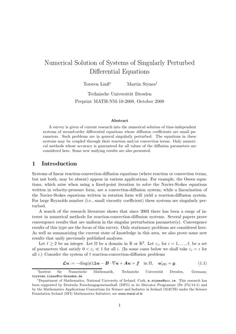 Pdf Numerical Solution Of Systems Of Singularly Perturbed