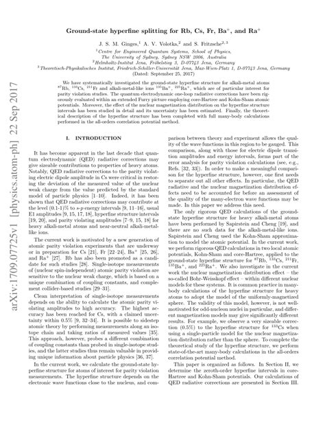 Pdf Ground State Hyperfine Splitting For Rb Cs Fr Ba And Ra