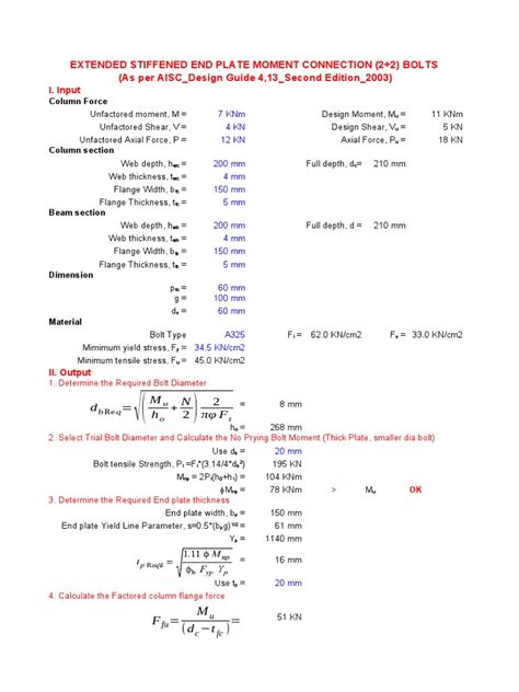 Aisc Connection 2nd Edition 2 2 Bolts Conn Between Tub Col And I Beam