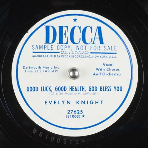Good Luck Good Health God Bless You Evelyn Knight Free Download