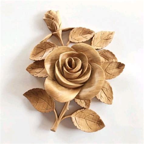 Hand Carved Wooden Rose