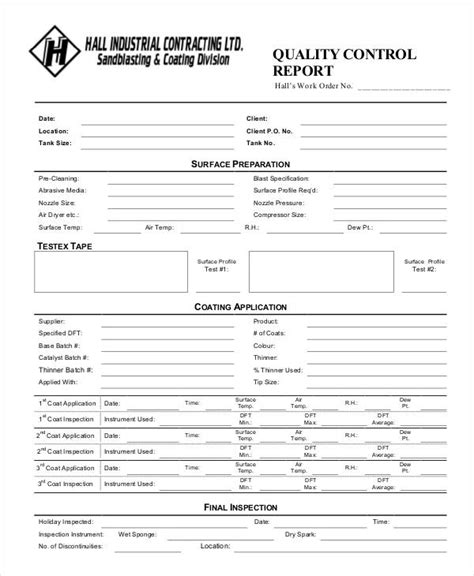 Quality Report Template