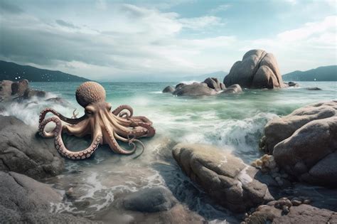 Premium Ai Image Scene Of Octopus Kraken Monster Dragging Its