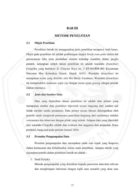 Chapter 3 Break Even Point Analysis Of Crispyku Franchise Profit