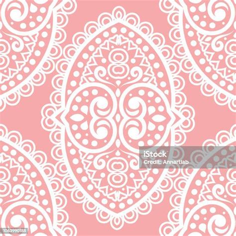 분홍색과 흰색 빈티지 벡터 완벽 한 패턴 벽지 우아한 고전적인 텍스처입니다 럭셔리 장식입니다 로얄 Victorian 바로크 요소 0명에 대한 스톡 벡터 아트 및 기타 이미지