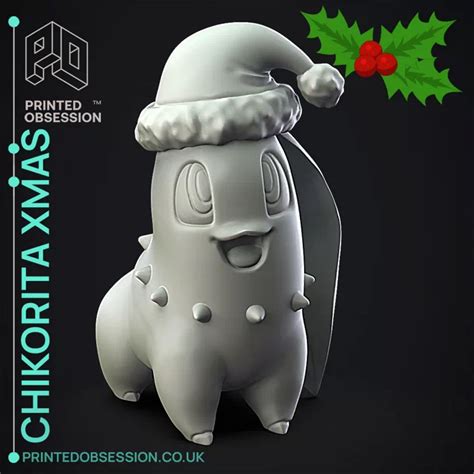 Chikorita Xmas Pokemon 3d Print Model Download Free