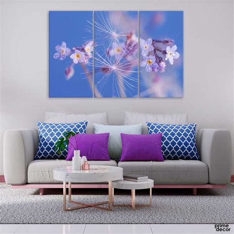 Spring Flowers In Macro 3 Panel Floral Wall Art Prime Décor