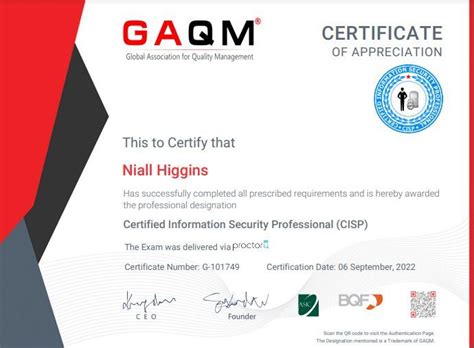 Niall Higgins On Linkedin Certified Information Security Professional Cisp