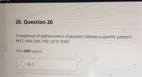 26 Question 26 A Sequence Of Alphanumeric StudyX