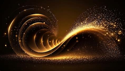 Premium Photo Abstract Gold Color Digital Particles Wave