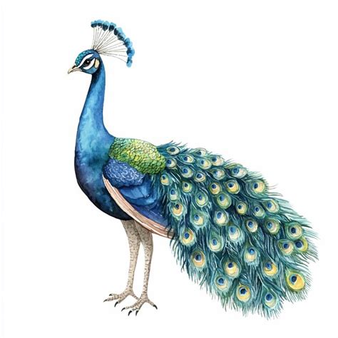 Cute Peacock Watercolor Clipart Illustration Isolated Premium Ai