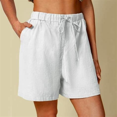Fulijie Ladies Cotton Outseam Shorts With High Waistbandbasic Editions
