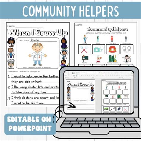 Community Helpers Cut And Paste Activity When I Grow Up Writing