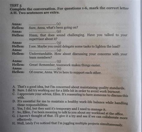 TEST 5 Complete The Conversation For StudyX