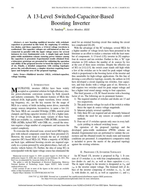 A 13 Level Switched Capacitor Based Boosting Inverter Pdf Power Inverter Capacitor