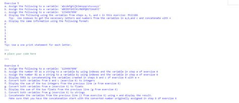 Solved Exercise Assign The Following To A Variable Chegg