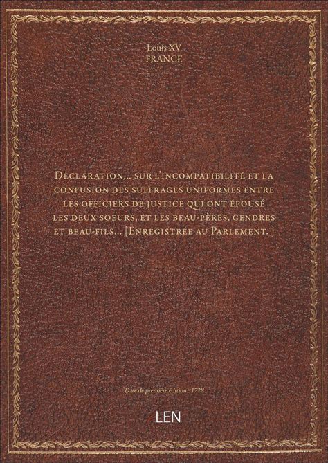 Déclaration sur l incompatibilité et la confusion des suffrages uniformes entre les officiers