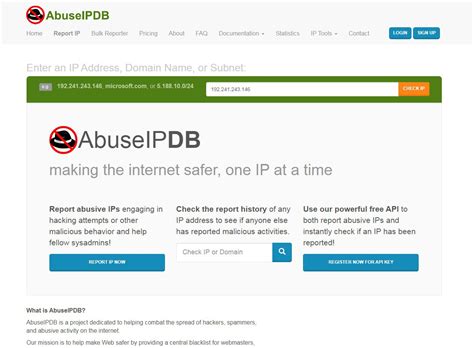 Abuseipdb Online Service For Checking Ip Addresses For Malware Freezvon
