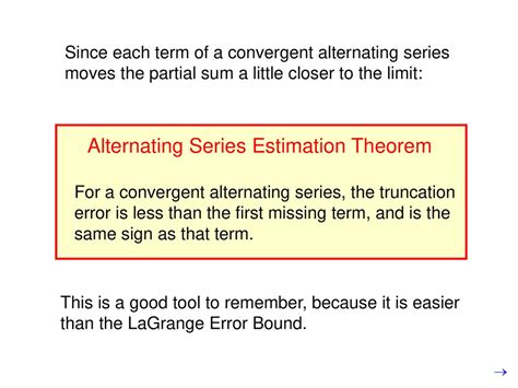 Alternating Series Estimation Theorem