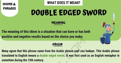 Double Edged Sword What Does It Mean With Useful Conversations • 7esl
