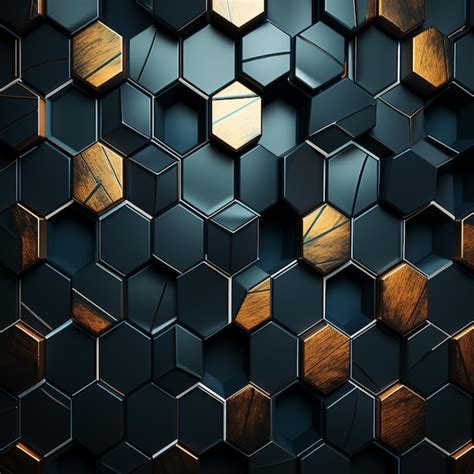 Premium Photo Metallic Hexagonal Tile Pattern