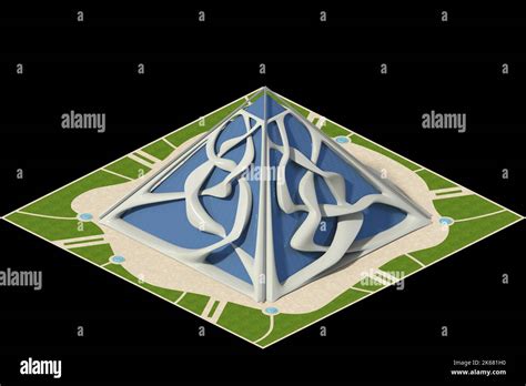 Futuristic Architecture For A Square Grid Tiled Game Rendered In