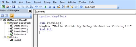 how to use the onkey method in excel vba vba and vb tutorials