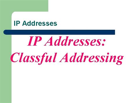 Ip Addresses Classful Addressing Contents Introduction Classful Addressing