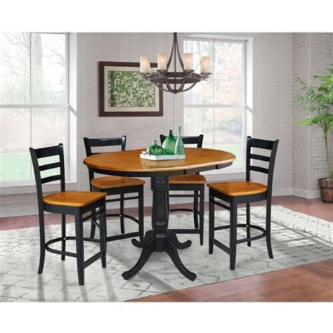36 Round Solid Wood Counter Height Extension Table In Black Cherry And 4 Stools 1 Fred Meyer