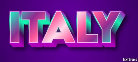Italy Purple Green And Pink 3D Text Effect Generator