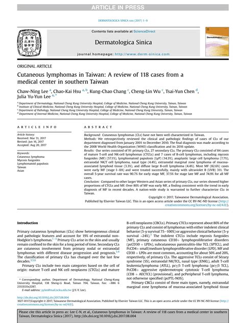 Solution Cutaneous Lymphomas In Taiwan A Review Of 118 Cases From A