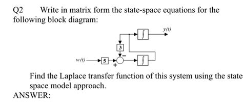 Solved Q Write In Matrix Form The State Space Equations For Chegg Com