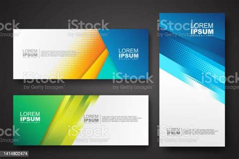 트렌디 한 동적 그라디언트 색상의 배너 세트 디자인 템플릿 가리기에 대한 스톡 벡터 아트 및 기타 이미지 가리기 개체 그룹 광고 Istock