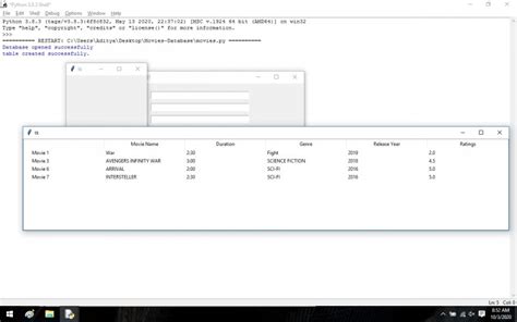 Movies Database Using The Python Tkinter Project In Python With