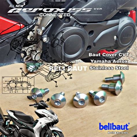 Jual Baut Cover Cvt Yamaha Aerox Stainless 6Pcs Shopee Indonesia