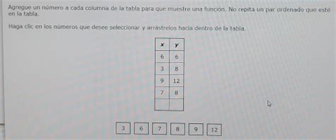Solved en la tabla Agregue un número a cada columna de la tabla para que muestre una función