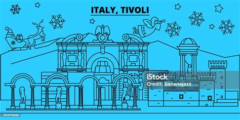 이탈리아 티 볼 리 겨울 휴일 스카이 라인입니다 메리 크리스마스 해피 뉴가 어 장식 산타 Clausitaly 티 볼 리 선형
