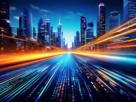 digital data flow on road in concept of cyber global generative ai stock illustration