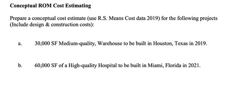 Conceptual Rom Cost Estimating Prepare A Conceptual