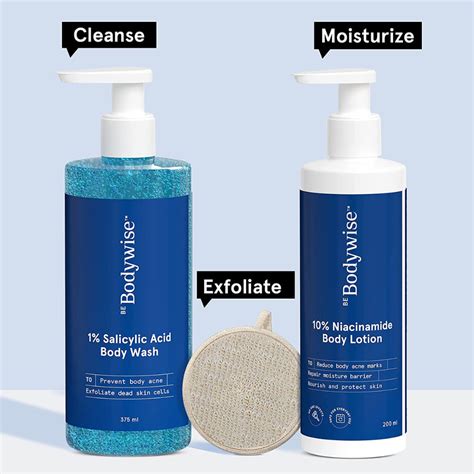 Buy Be Bodywise Back Acne Kit 1 Salicylic Acid Body Wash And 10 Niacinamide Body Lotion For