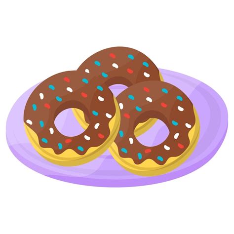 초콜릿 글레이즈 도넛 또는 도넛 개념 Ringshaped 케이크 벡터 패스트 푸드 기호 정크 푸드 기호 프리미엄 벡터