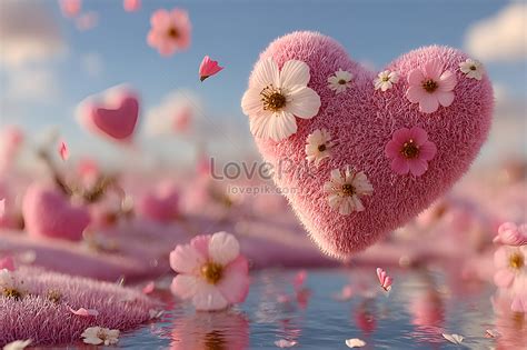 꽃이 담긴 분홍색 하트 모양의 물체