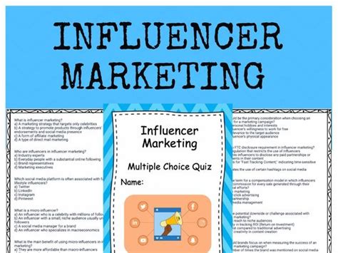Influencer Marketing Multiple Choice Quiz Teaching Resources