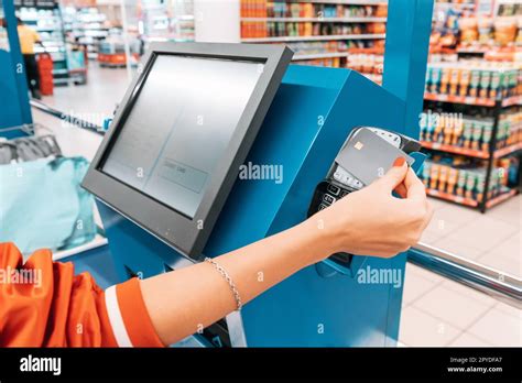 Supermarkets Automated Self Service Checkout System Provides A Seamless Shopping Experience