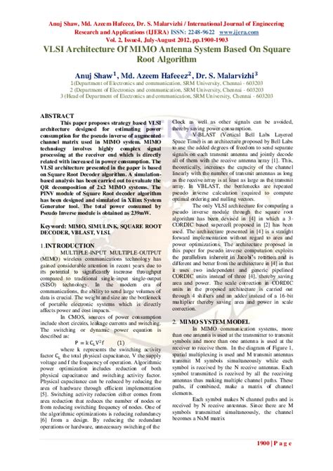 Pdf Architecture Of Mimo Antenna System Based On Square Root