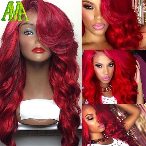 7a Grade Red Human Hair Wigs Glueless Full Lace Wigs Brazilian Virgin