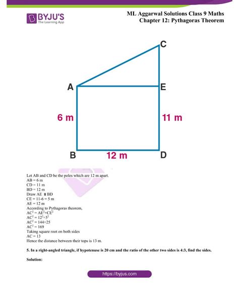 ML Aggarwal Solutions For Class Maths Chapter Pythagoras Theorem