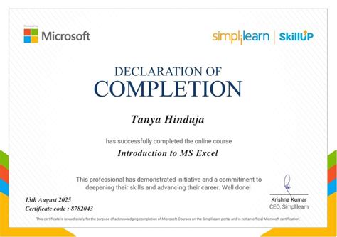 Microsoft Simplilearn Excel Dataskills Continuouslearning Tanya