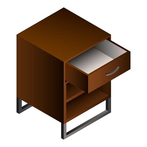Icono De Mesita De Noche De Madera Isométrica De Icono De Vector De